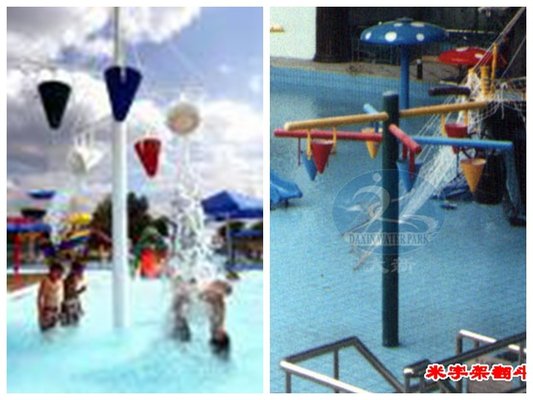 Tipping Bucket Water Spray Parks With Water Playgrounds , SGS Approvals