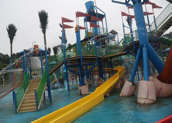 2000sqm Summer Kids Play Water Playgrounds , Fiberglass Extreme Water Slide