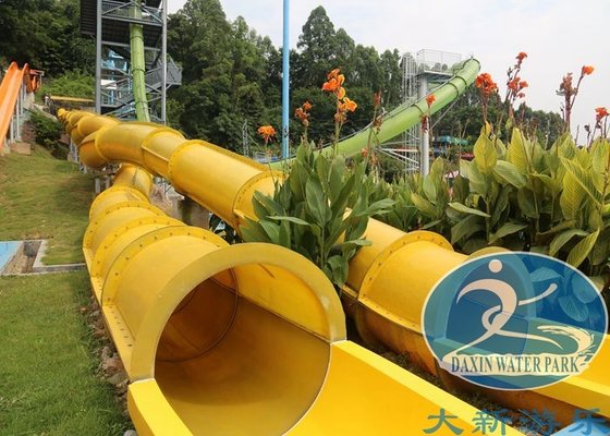 Attraction Outdoor Water Slides / Kids Water Slide Yellow 12 Meters