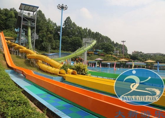 Attraction Outdoor Water Slides / Kids Water Slide Yellow 12 Meters