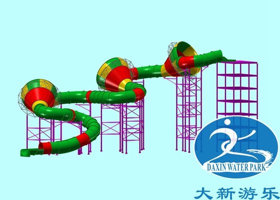 68.89 Feet Water Park Slides Tantrum Valley  Slide Fiberglass Material