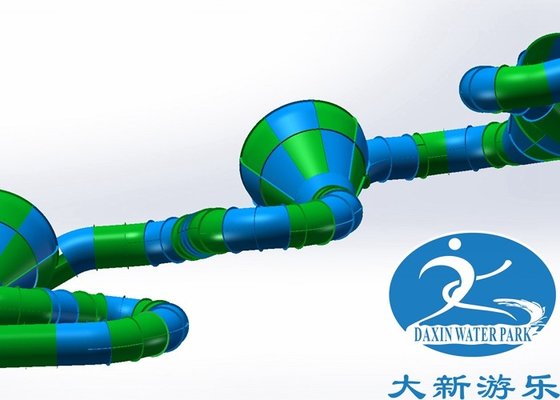 68.89 Feet Water Park Slides Tantrum Valley  Slide Fiberglass Material