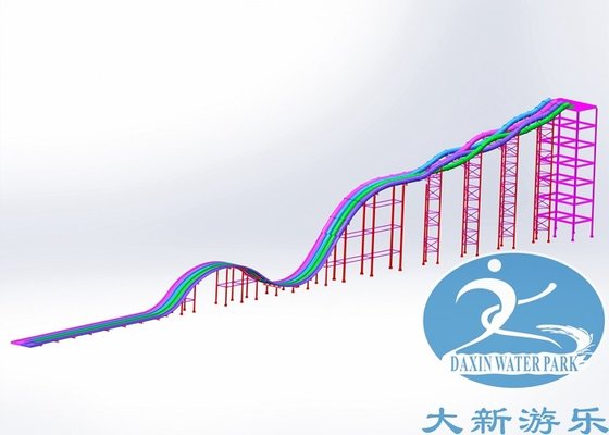 Dragon Racing Fiberglass Water Slides Multi Lane 21 Meters Tower Height