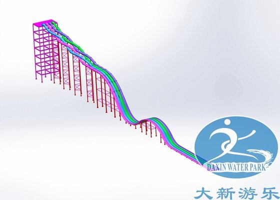 Dragon Racing Fiberglass Water Slides Multi Lane 21 Meters Tower Height