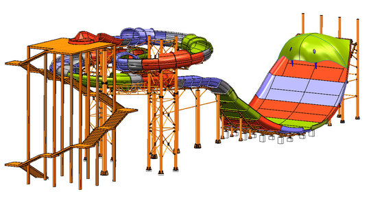 Large Water Amusement Park Outdoor Water Slides Platform 59.06 Feet