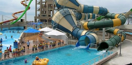 Aqua Park Equipment Overwhlming Fiber Glass Water Slide For Adults