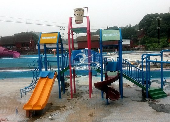Small Playground Water Park Galvanized Steel Structure Fiberglass Water Slide