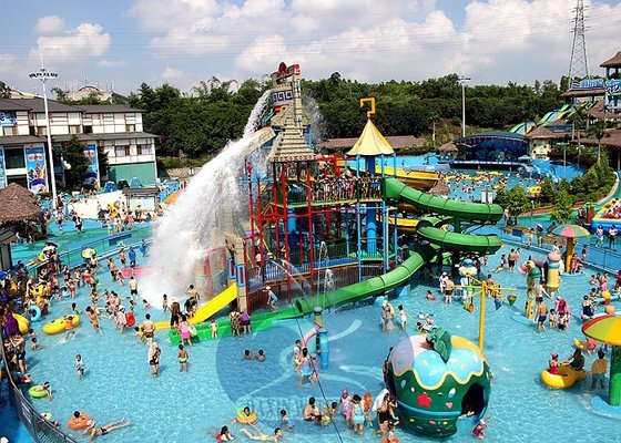 Water Fun World Aqua Playground for Family With Bucket Fiberglass Water Slide