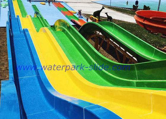Theme Park Equipment Fiberglass Rainbow Water Slides For Adults Green Blue Yellow