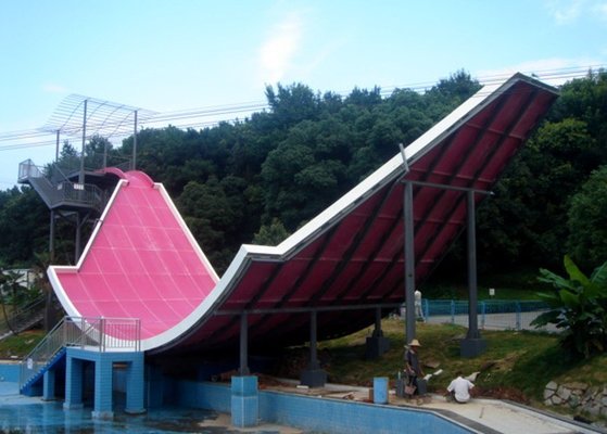 Commercial Giant Fiber Glass Water Slides , Red Blue Fiberglass Pool Slide