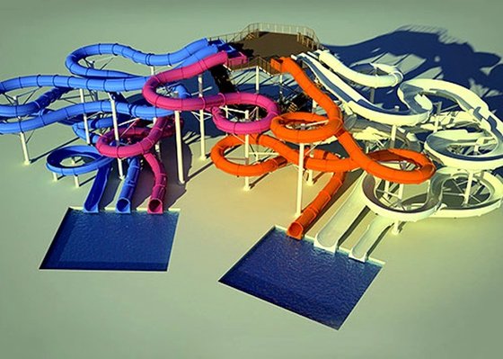 Amusement Park Equipment Spiral Water Slide , Water Park Slide Crossword