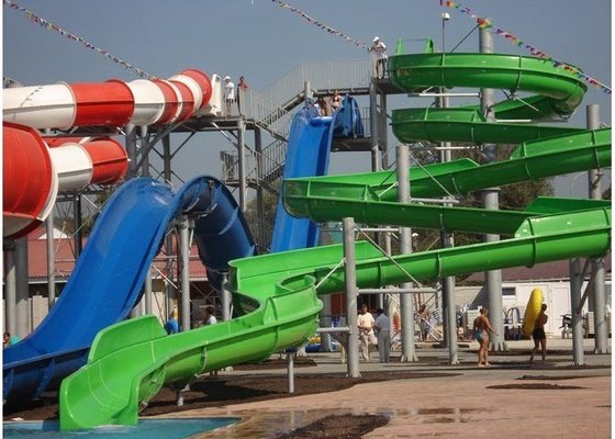 Amusement Park Equipment Spiral Water Slide , Water Park Slide Crossword