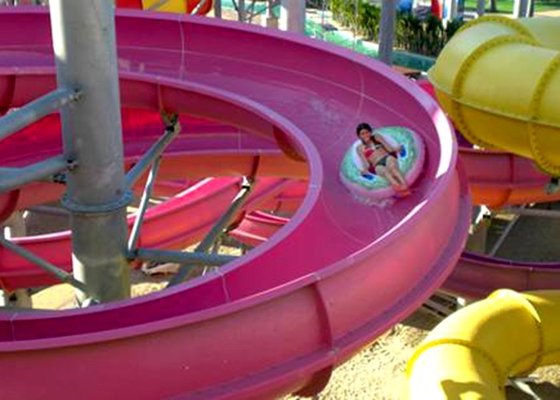 Huge Fiberglass Aqua Water Slide Water Park Equipment in White , Rose , Yellow