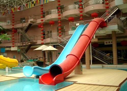 Funny Indoor Outdoor Aqua Park Adult Water Slide for Swimming Pool , Red Blue