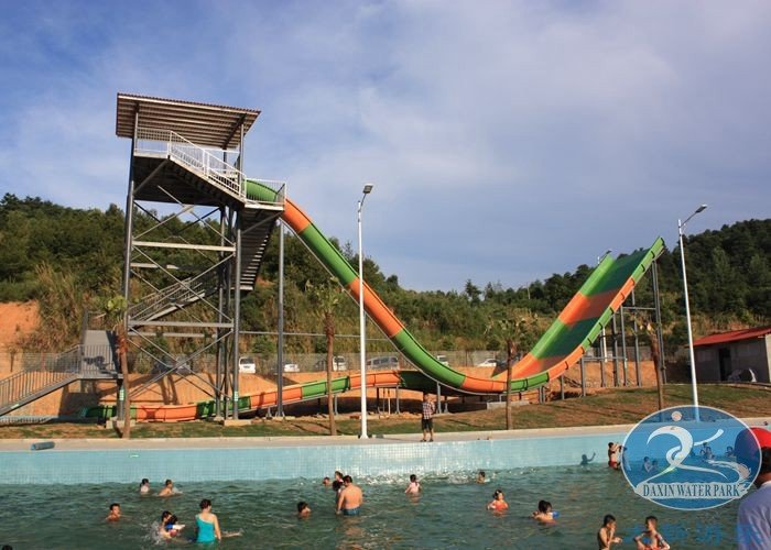 2 Players Ride Adult Water Slide Turn Back Towering Slide 18.5Kw Pump