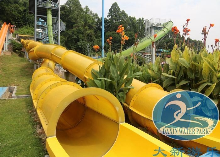Attraction Outdoor Water Slides / Kids Water Slide Yellow 12 Meters