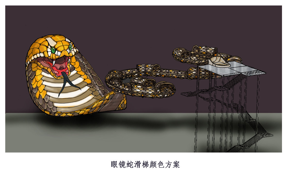 King Elapid Snake Custom Water Slides Water Park Equipment For Theme Park