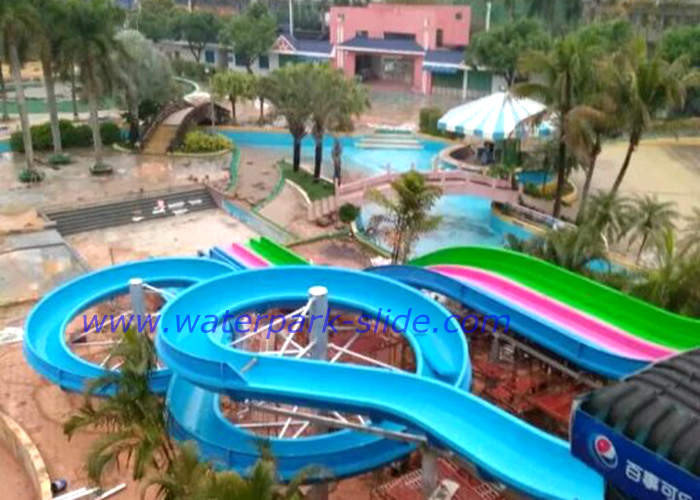 Blue Open Spiral Above Ground Pool Slides Customized for Aqua Park Swimming Pool