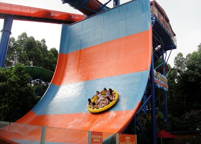 Water Park Equipment Fiberglass Water Slides / Amusement Park Slides 18M Height