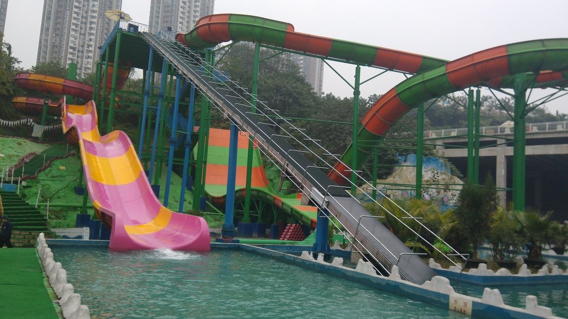 ISO9001 Fiberglass Water Slides Huge Water Park Slides for Summer Holiday
