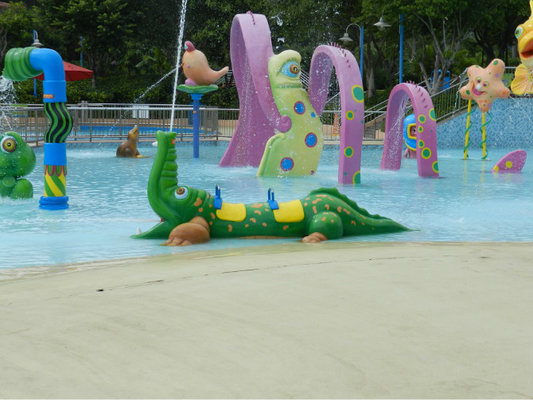 Green Fiberglass Water Pool Toys Crocodile Spray For Kids And Adults