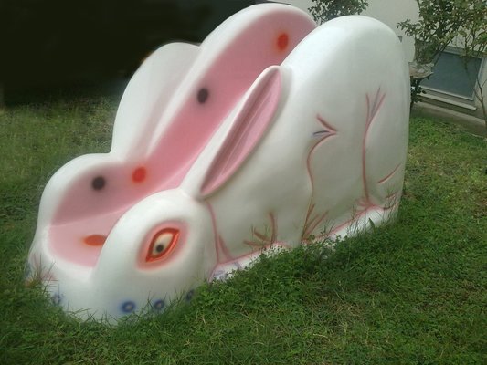 White / Pink Children Rabbit Home Water Slides For Aqua Park
