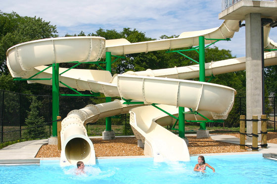 Open Fiberglass Water Slides White Two Line Tube Available White