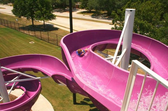 Huge Space Backyard Water Slides , Pink Cool Water Slides 18m