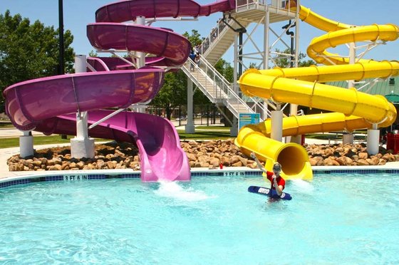 Combination Of Slides Pink / Yellow  Fiberglass Water Slides Water Park Use