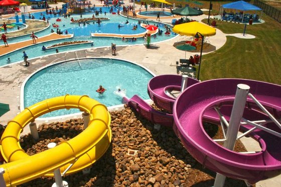 Combination Of Slides Pink / Yellow  Fiberglass Water Slides Water Park Use