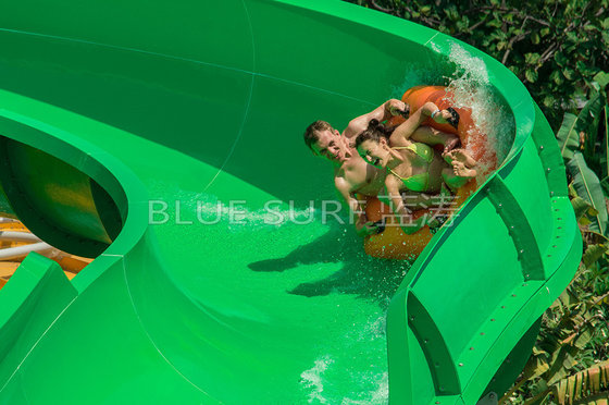Yellow / Green Fiber Galss Tube Raft For Double People Playing Two Lines
