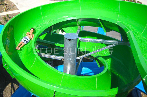 Children Pool Water Slides Spiral Commercial Fiberglass Green