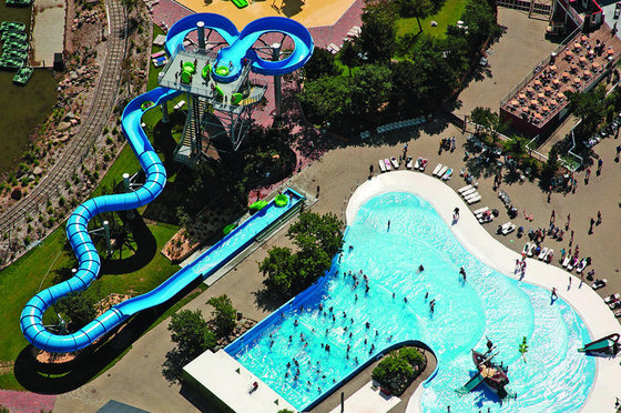Family Funny Raft Fiberglass Water Slide Blue 14 Height For 4 - 6 Person