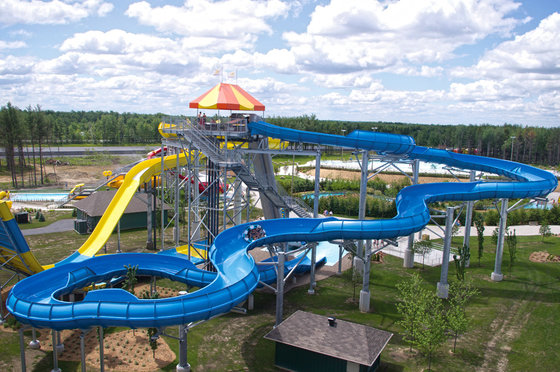 Family Funny Raft Fiberglass Water Slide Blue 14 Height For 4 - 6 Person