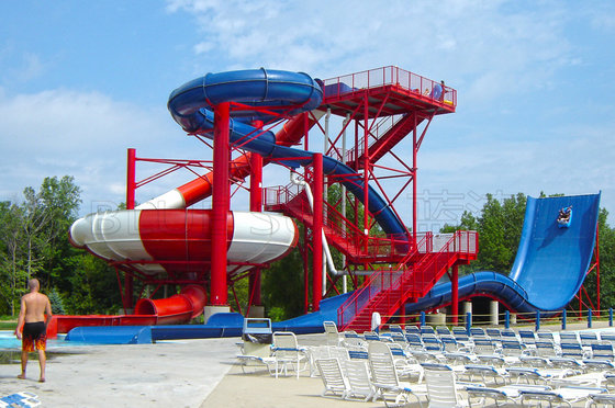 Huge Fiberglass Water Slide Racer Twin Boomerango and Space Bowl For Water Park