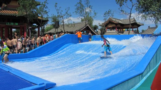 Big Surfing Blue Fiberglass Water Slide / Water Park for 2 - 4 Adult Person