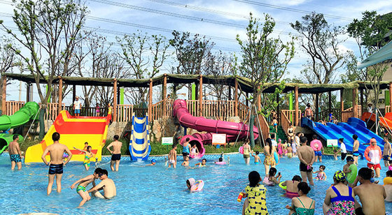 4 Line 6 Meter Height Kid Water Slides Water Park Fiberglass Yellow Water Slides