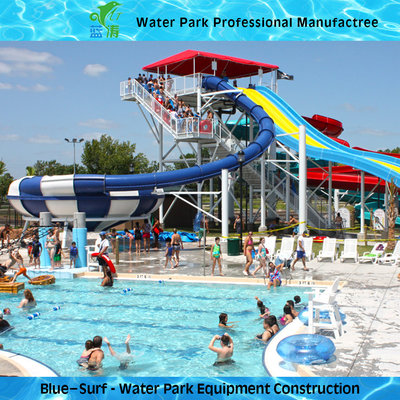White / Blue Fiberglass Water Slides Adult Water Park Equipment Super Bowl Slide