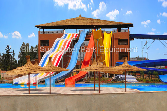 Customized Combination  Open  Rainbow Super Bowl Fiberglass Water Slide Spiral Slide