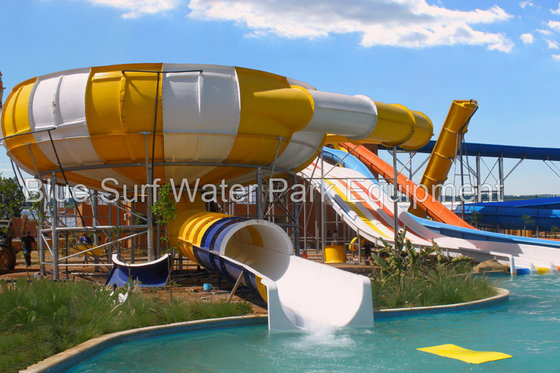 Customized Combination  Open  Rainbow Super Bowl Fiberglass Water Slide Spiral Slide