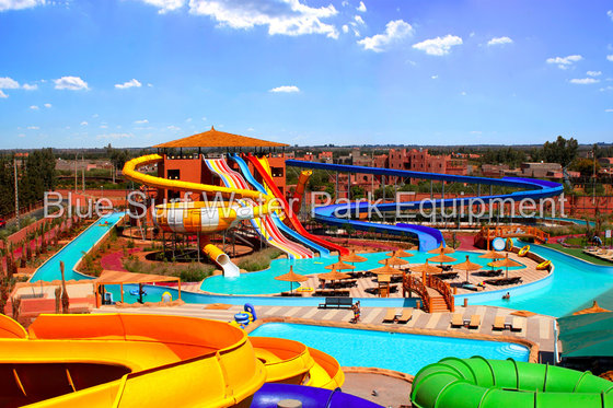 Customized Combination  Open  Rainbow Super Bowl Fiberglass Water Slide Spiral Slide
