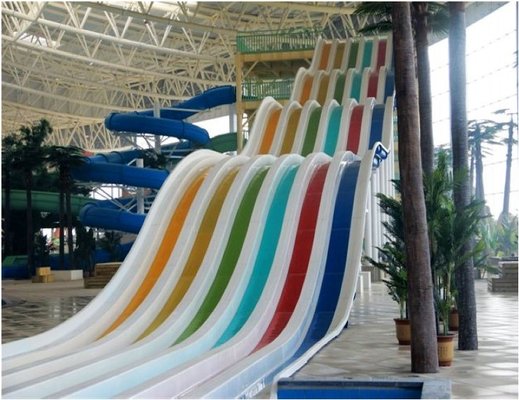 Rainbow 4 Lines Outdoor Racer Water Slide , Water Park Equipment