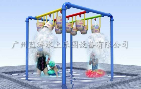Water Rolling Bucket Spray Park Equipment Water Pouring For Aquasplash