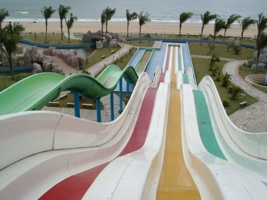 Water Park With Spiral Water Slide