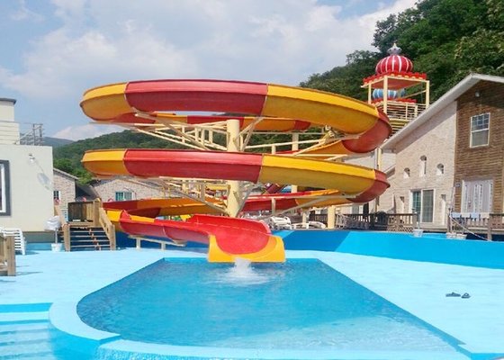Big Spiral Fiberglass Water Slides Open Flume Water Slide For Swimming Pool