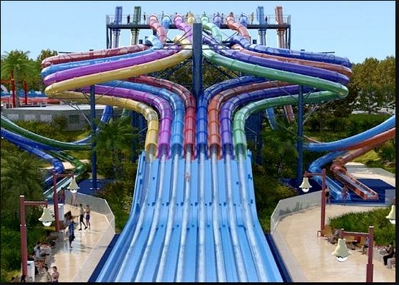 8 Lines Fiberglass Water Slide Super Octopus Spiral Racer Water Slide