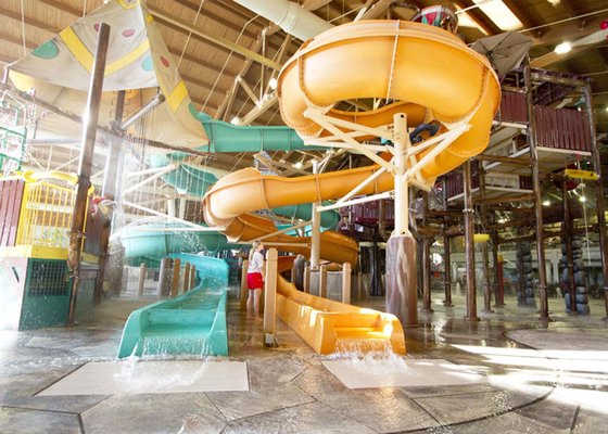 Indoor Fiber Glass Water Slides , Spiral Open Water Slide For Kid