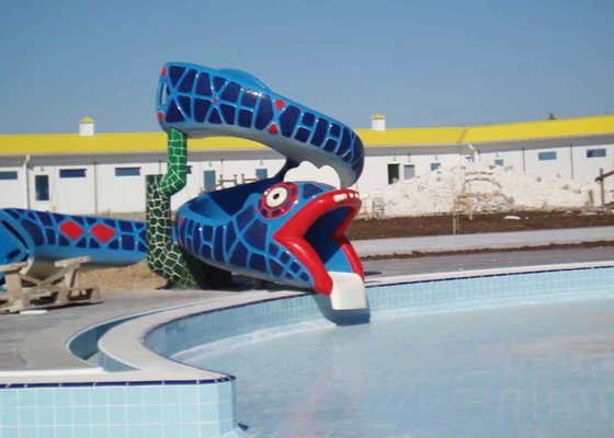Snake Fiberglass Water Slide , Kid Cartoon Water Slides Water Entertainment