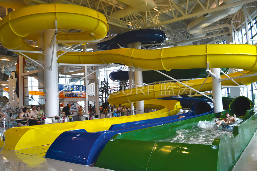 Yellow / Green Fiber Galss Tube Raft For Double People Playing Two Lines