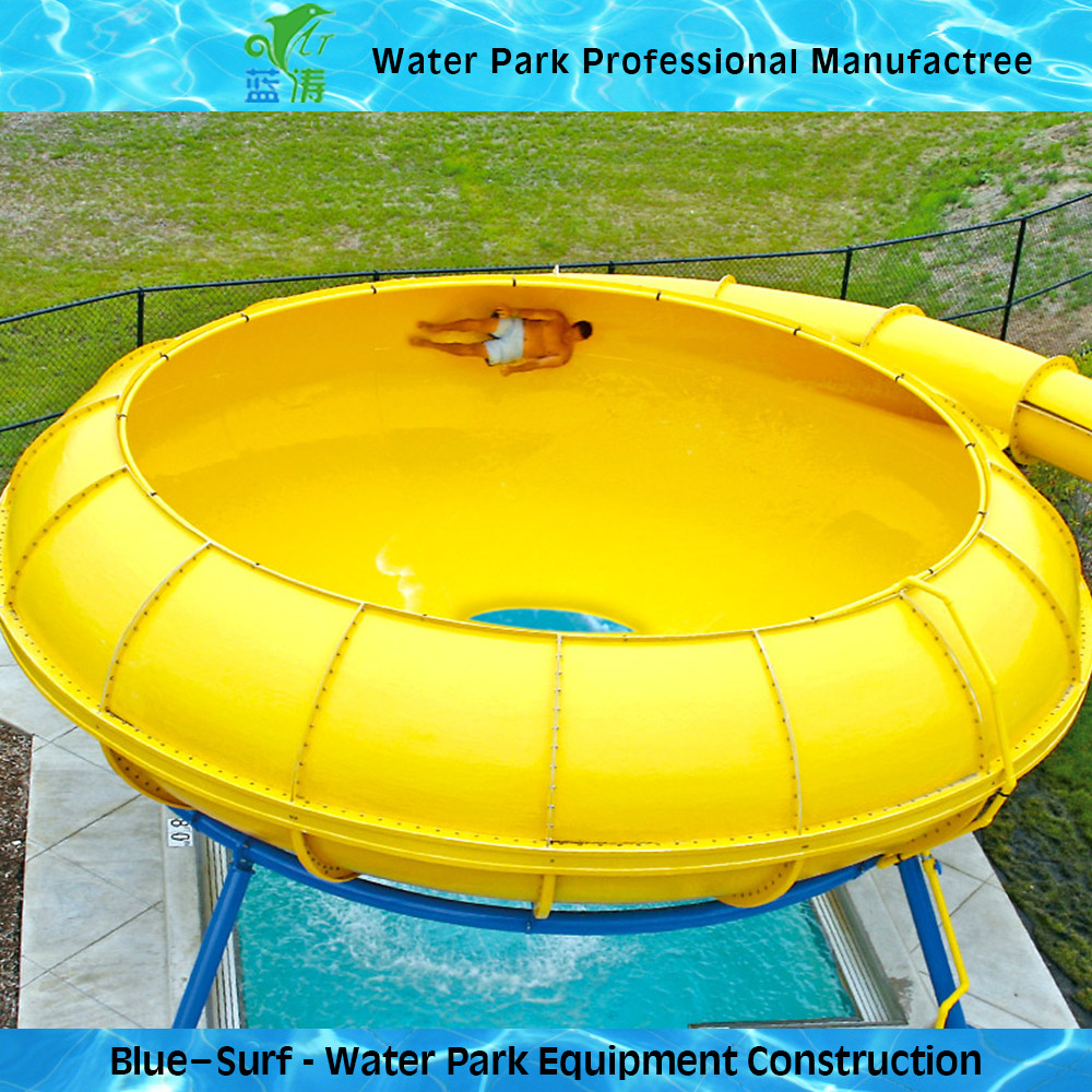 Yellow Space Bowl Fiberglass Water Slides Customized Outdoor Water Slides